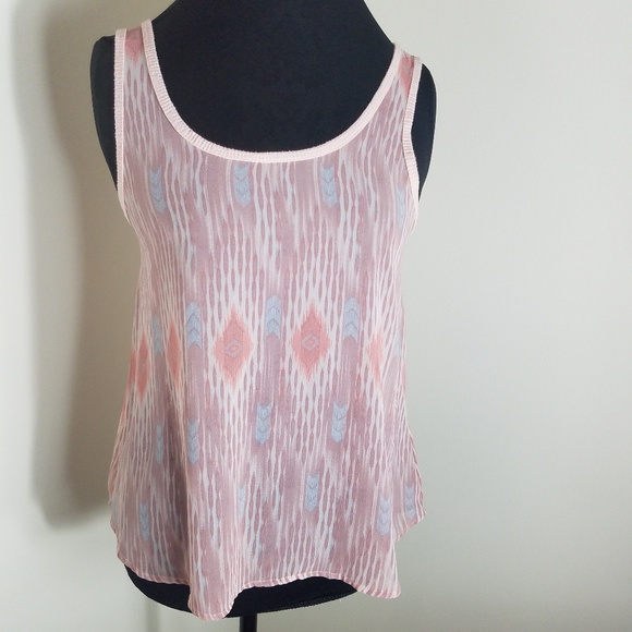 Mudd | Tops | Mudd Pink And Blue Diaphanous Scoop Neck Tank Top | Poshmark